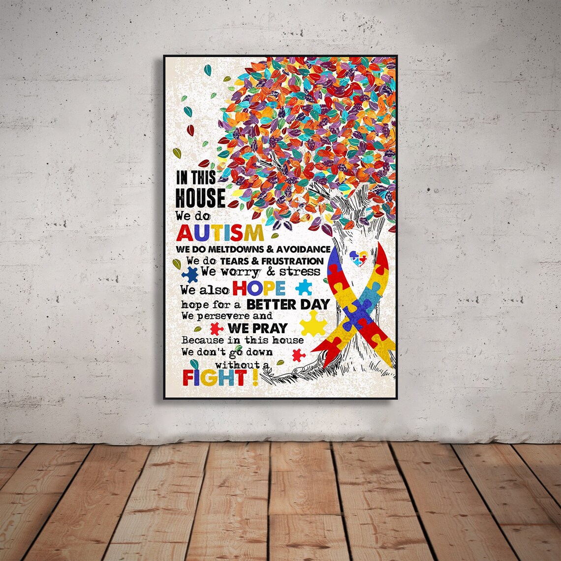 In This House We Do Autism Tree Poster, Autism Awareness Poster ...