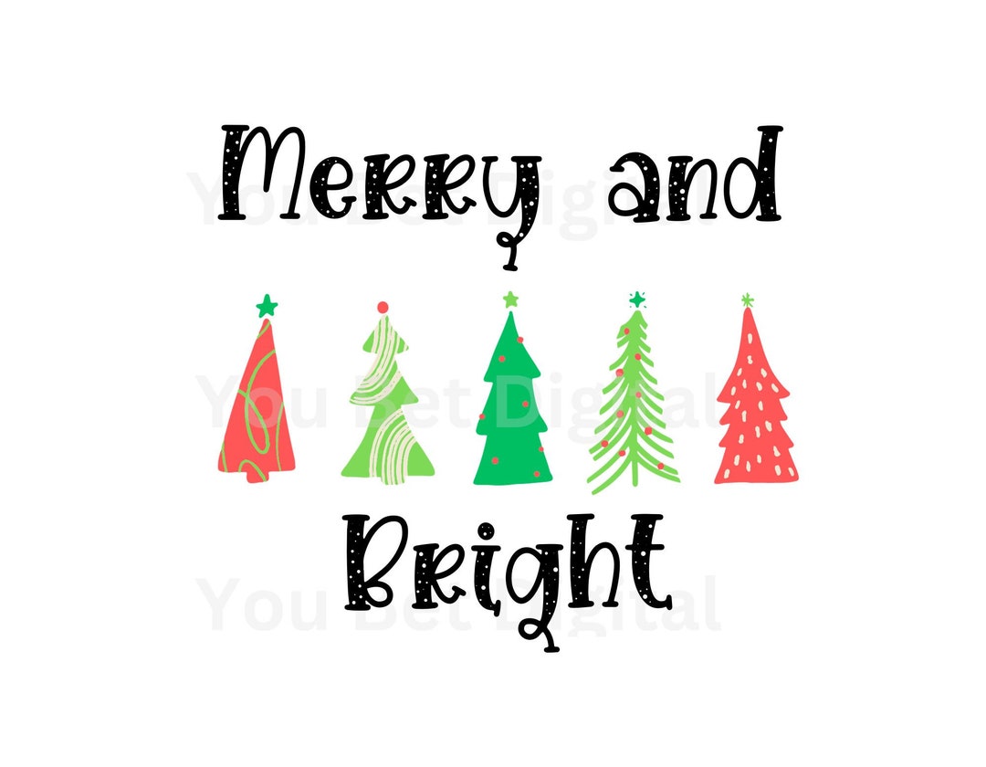 Merry and Bright Christmas Tree Svg Christmas Tree Merry and - Etsy