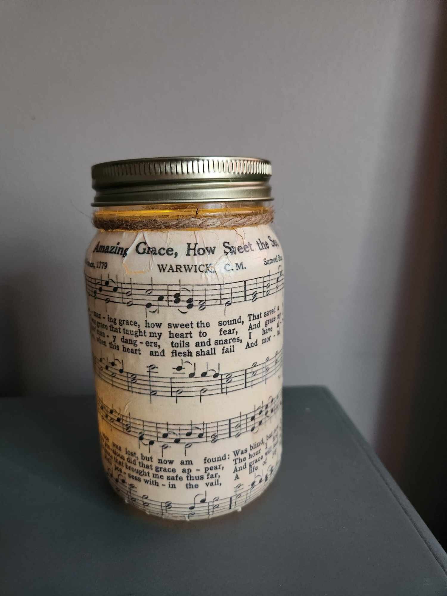 Amazing Grace Hymn Mason Jar LED Candle - Etsy