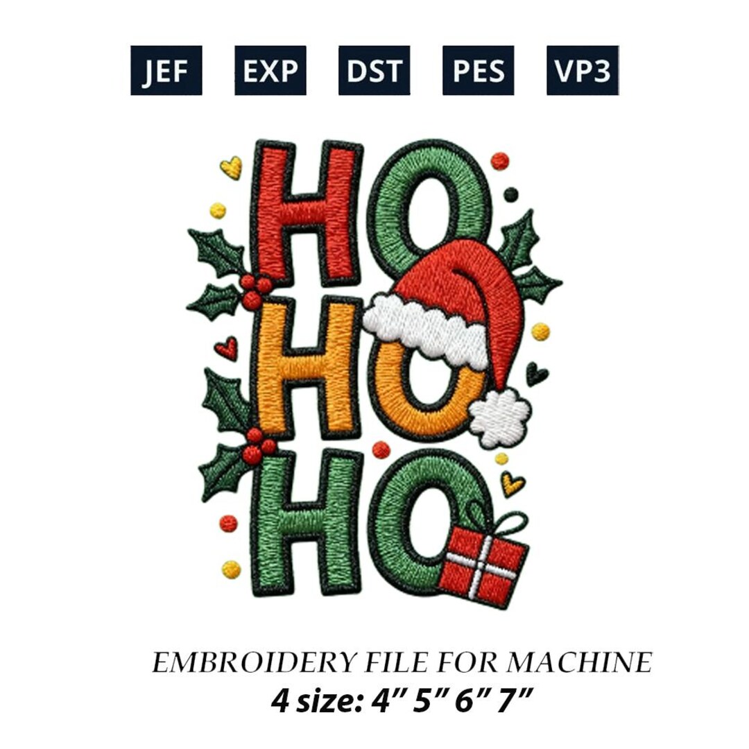 Funny Christmas Ho Ho Ho Design, Machine Embroidery Pattern- Machine ...