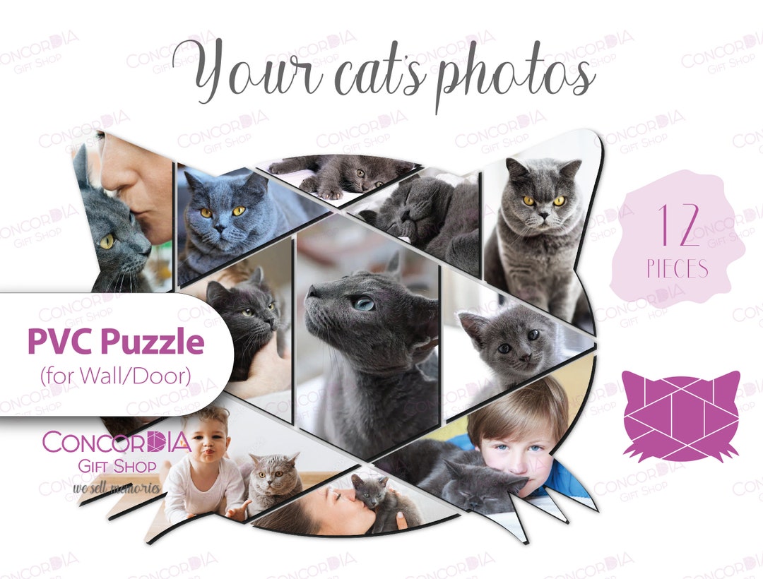 Custom Cat Photo-puzzle, Personalized Cat Wall Art, Custom Cat Photos ...