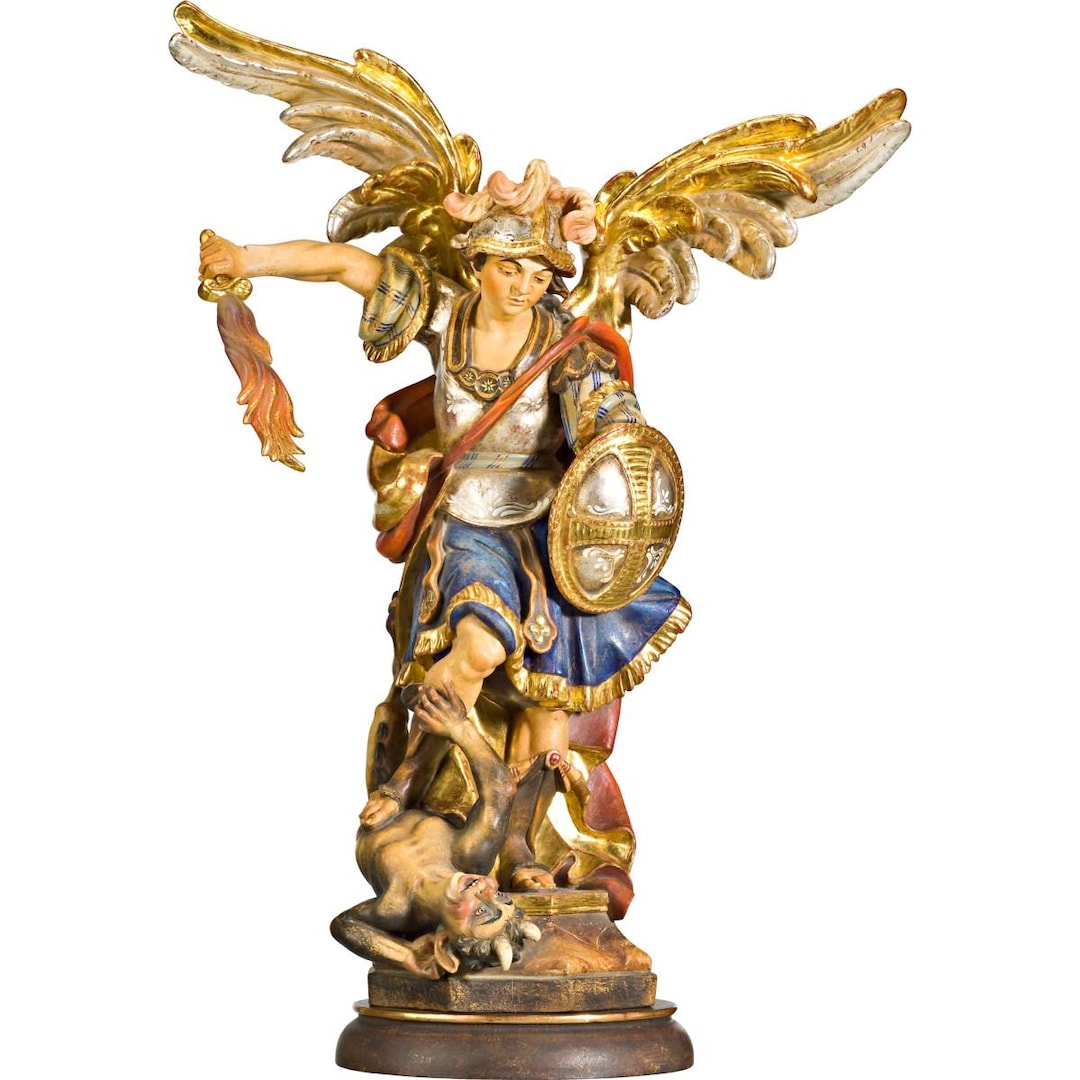 Baroque Wooden Statue of St. Michael the Archangel With a Sword and ...