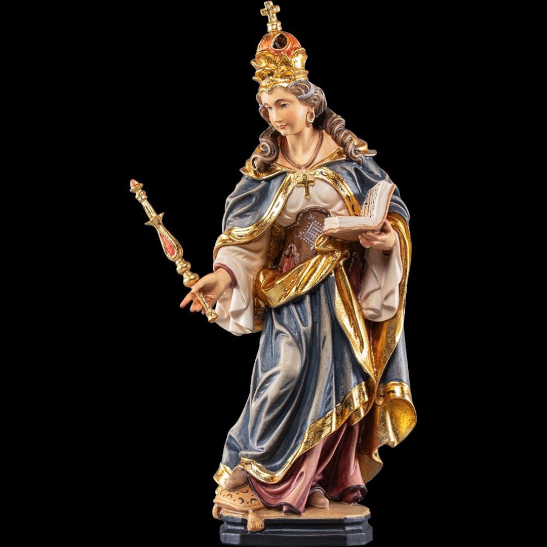 Handcrafted Wooden Saint Emma Statue. Religious Art Christian Decor ...