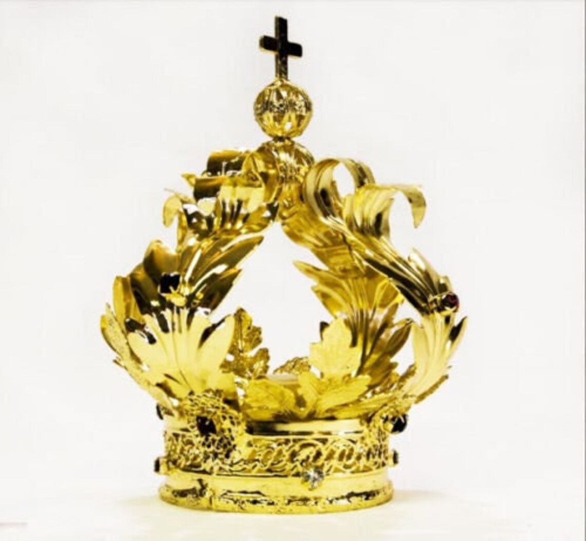Imperial Marian Crown With Leaves in Gold Galvanic Brass, Sizes of Your ...