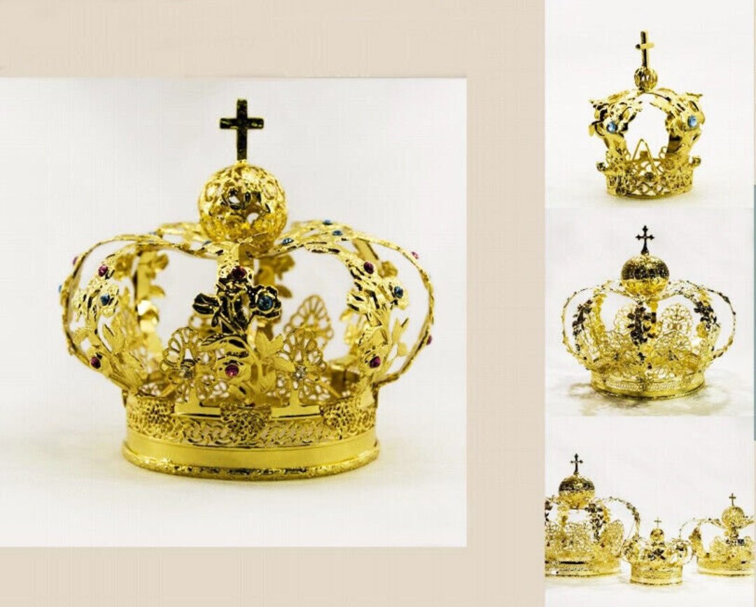 Elegant Gold-plated Filigree Crown for Madonna Statue - Customizable ...