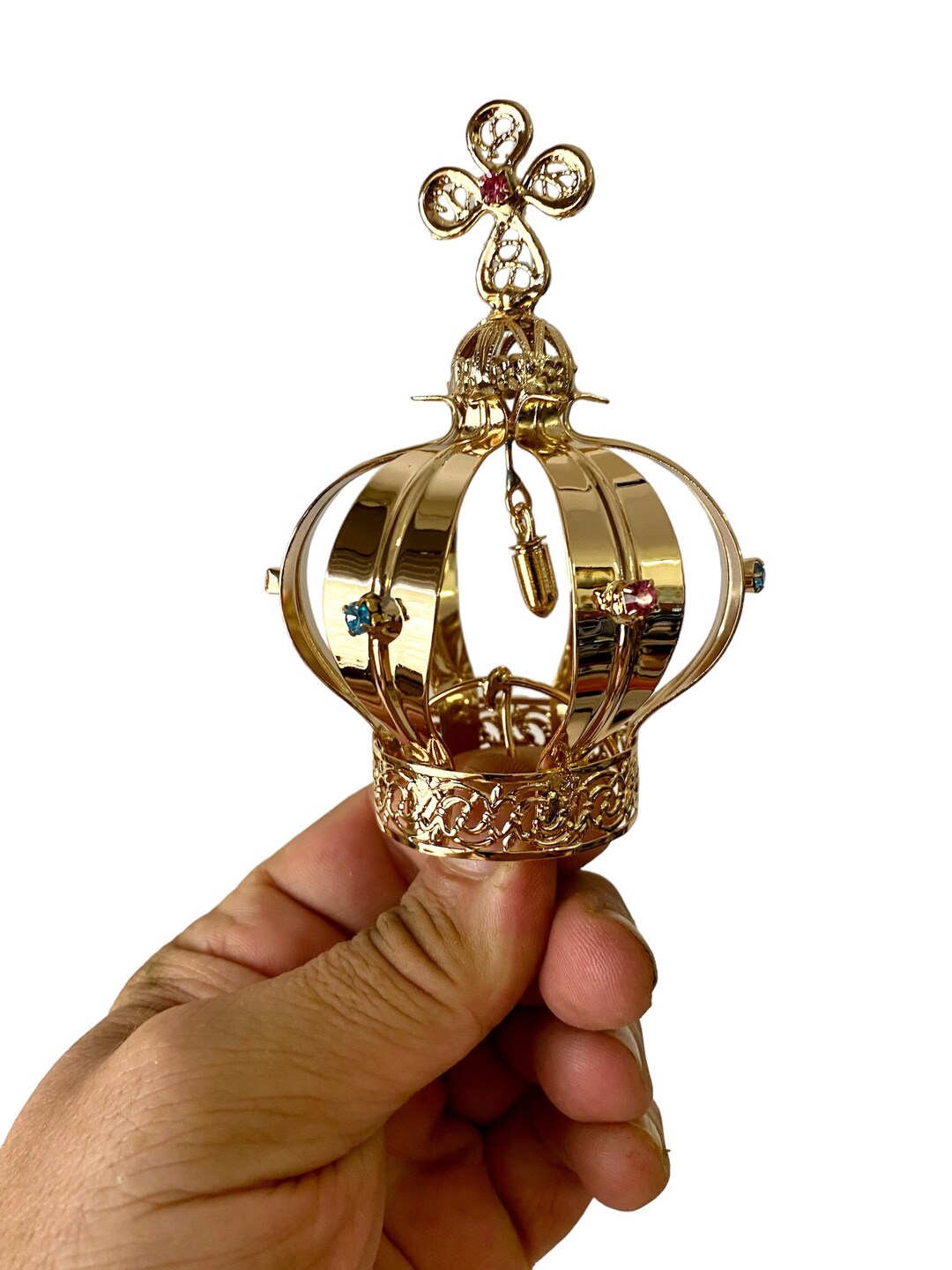 COURONNE IMPÉRIALE DE FATIMA En Laiton Doré Avec Strass de différents ...