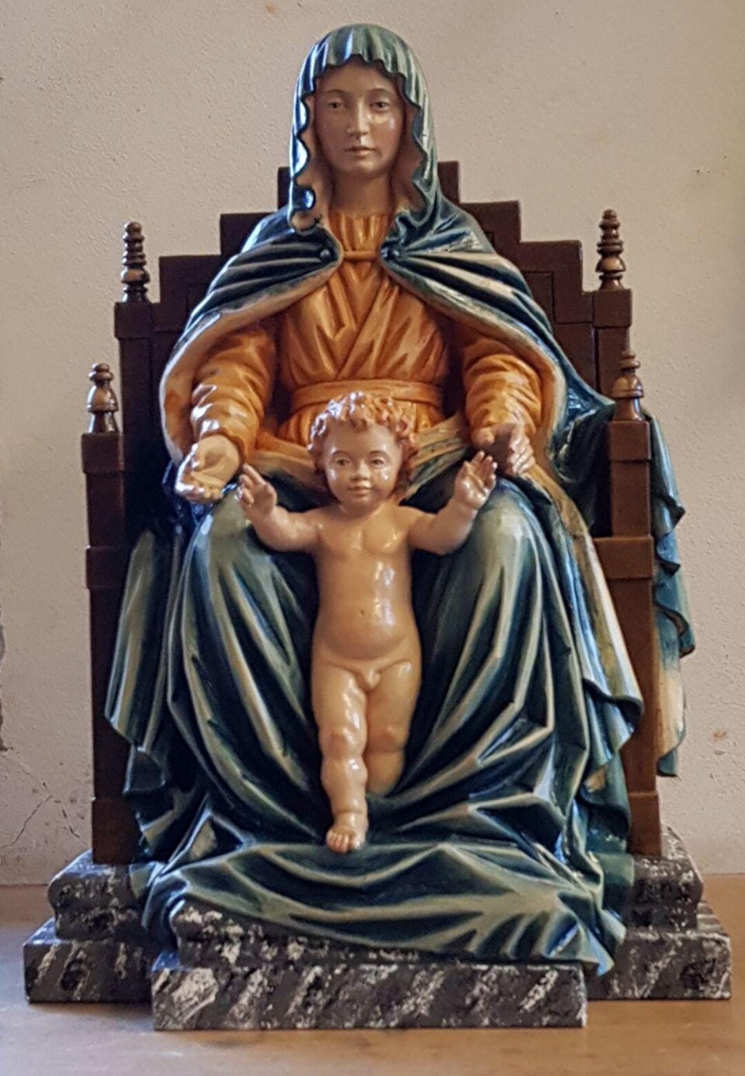 Hand-carved Wooden Sculpture of Our Lady of Wisdom. Hand-painted ...