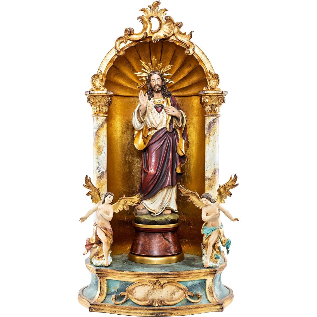Sacred Heart of Jesus With Niche Hand-carved and Painted Wood - Etsy