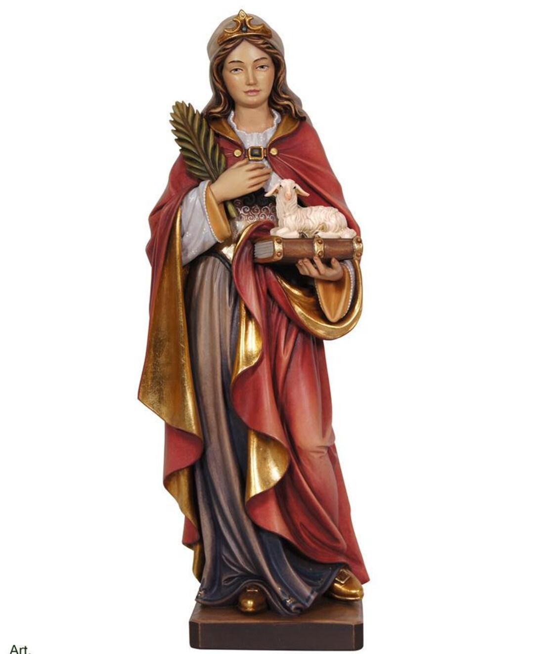 Saint Agnes With Lamb Wooden Statue - Etsy