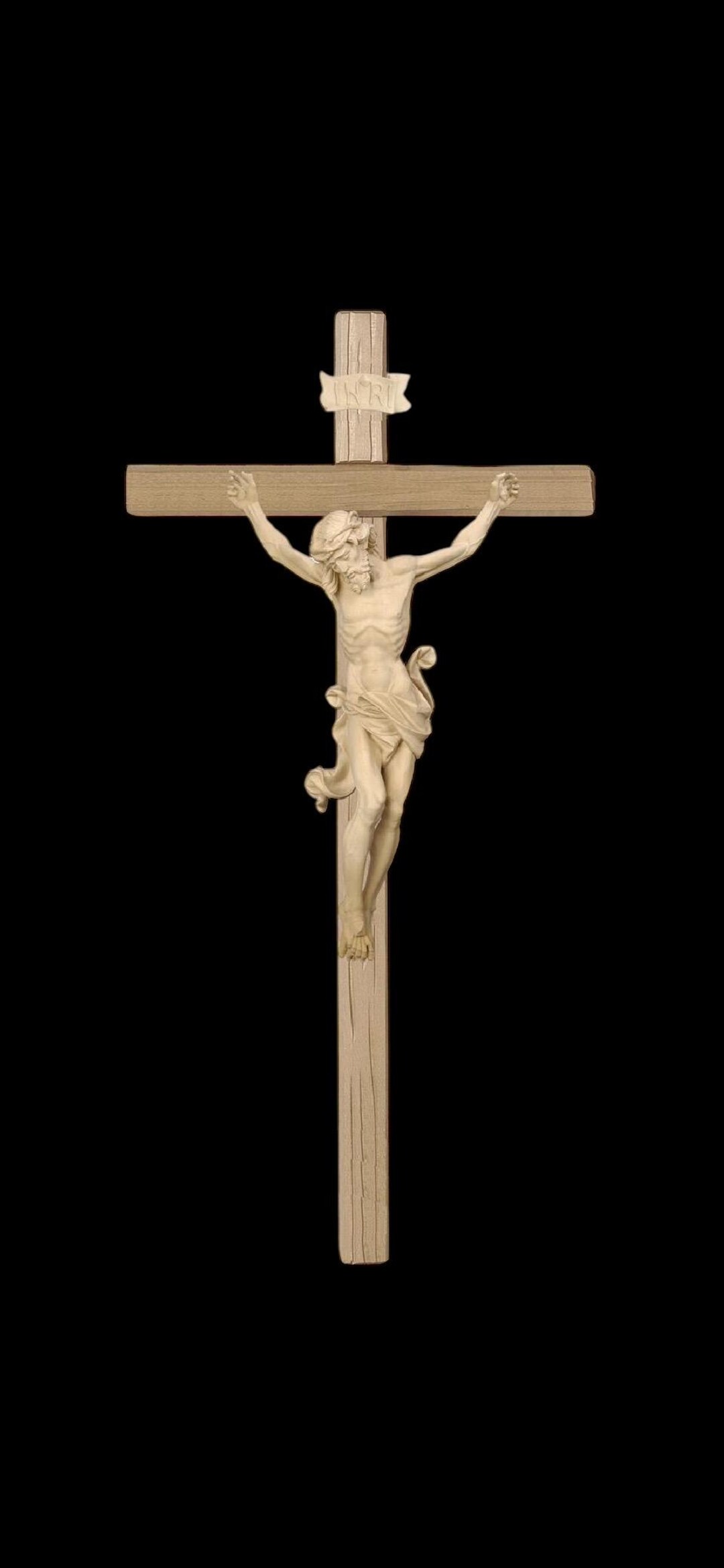 Hand-carved Natural Wood Crucifix- Rustic Religious Wall Art. Handmade ...