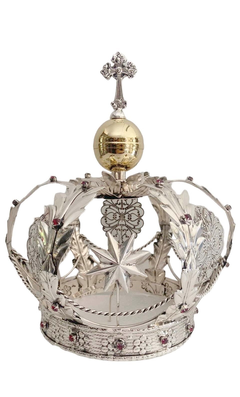 Handcrafted Brass Imperial Crown With Gold Sphere. Silver Finish ...