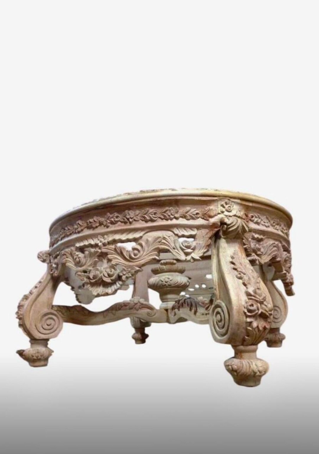 Round Base pedestal Support Statue in Hand-carved Wood Diameter Cm. 40 ...