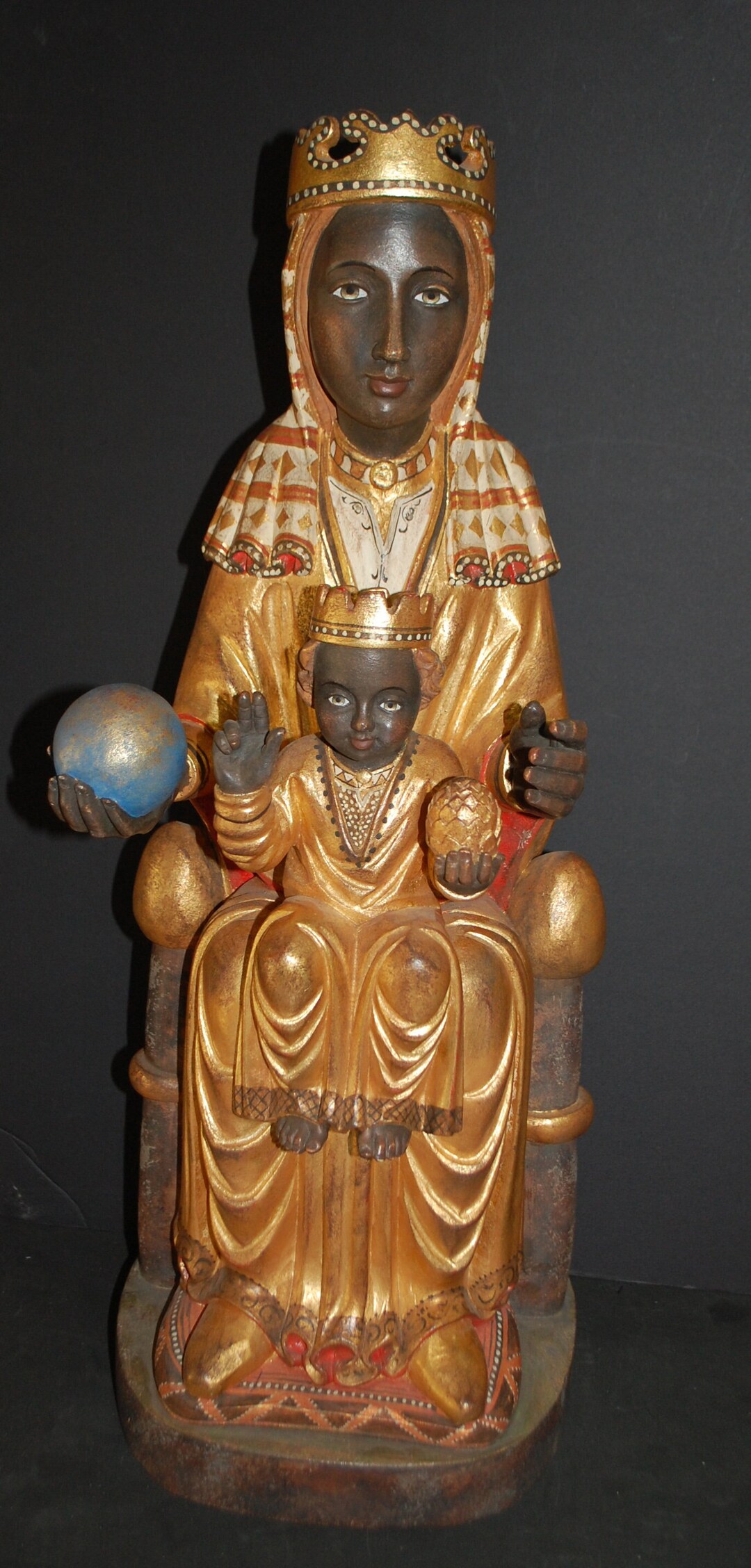 Hand-carved Wooden Statue of Madonna Di Monserrato. Our Lady of ...