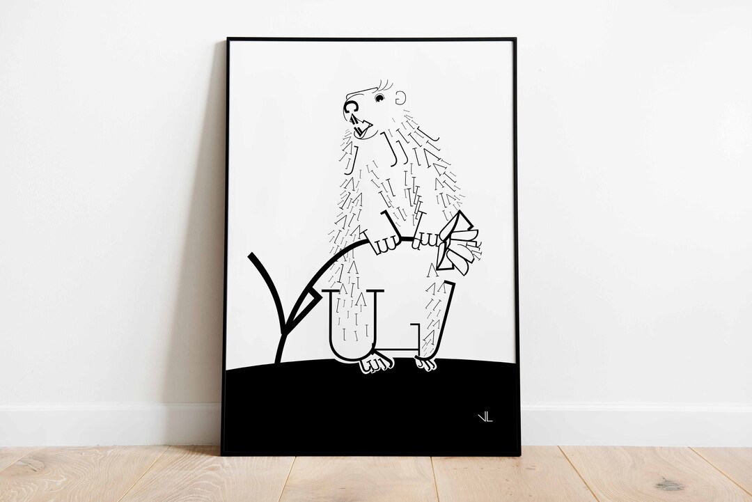 Marmot, Poster, A4, Letter Art, Digital Print, Illustration, Unframed ...