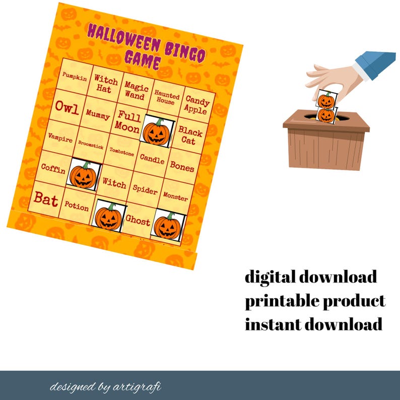 Halloween Bingo Game: 30 Printable Cards, Kids Party (instant Download ...