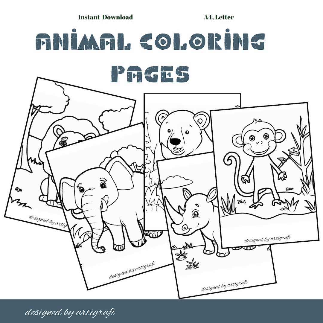 Animal Coloring Pages: Nature-themed Illustrations (digital Download ...
