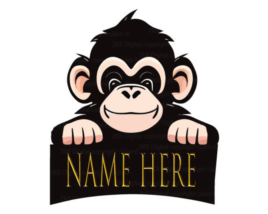 Monkey Monogram SVG Monkey Mascot Svg Monkey Name Monkey - Etsy