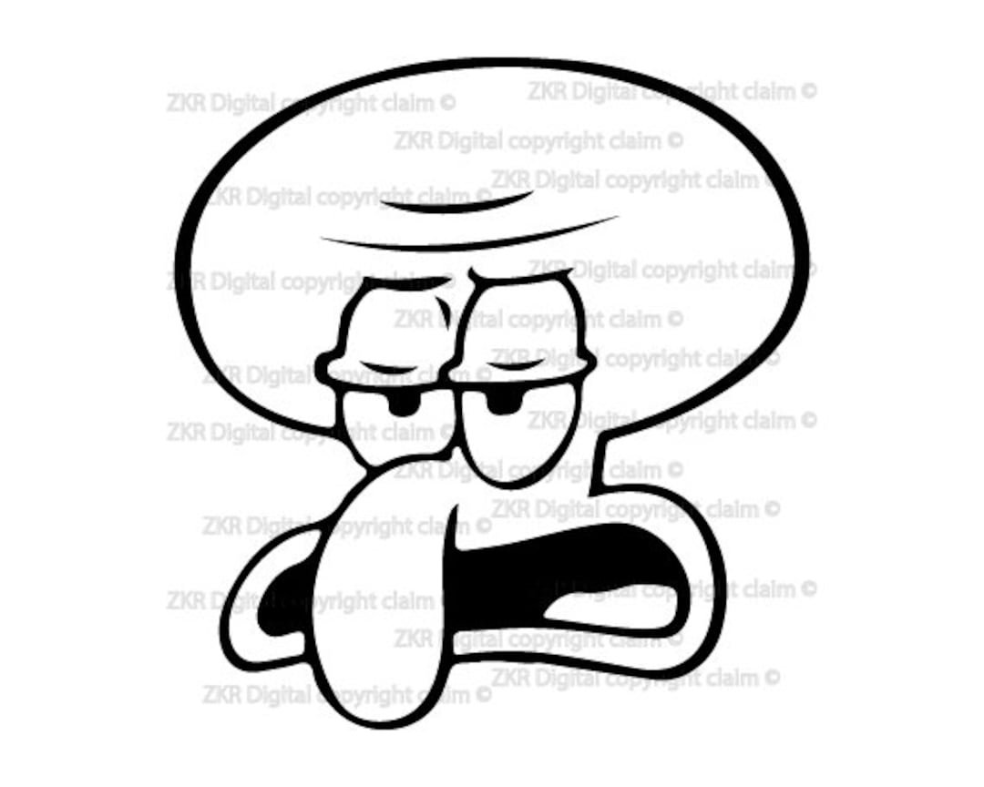 Squidward Face SVG, Squidward, Squidward Outline, Squidward Silhouette ...