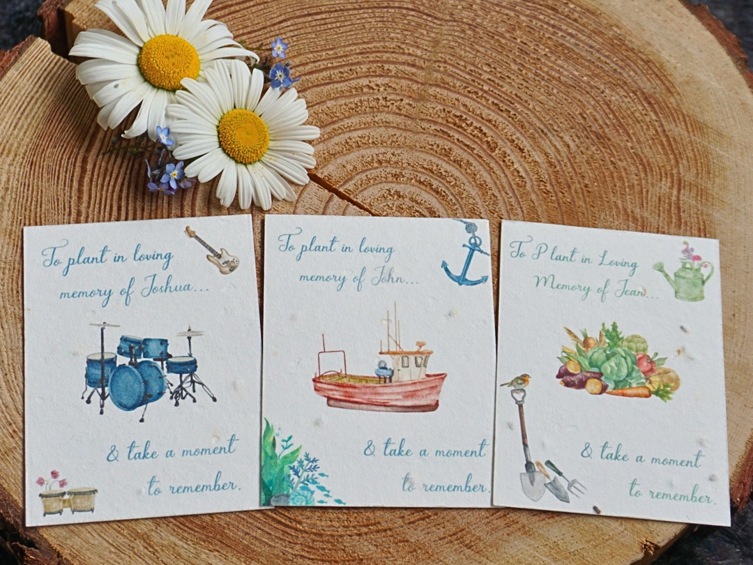 Fully Personalised Plant in Memory Wildflower Seed Cards Funeral Seed ...