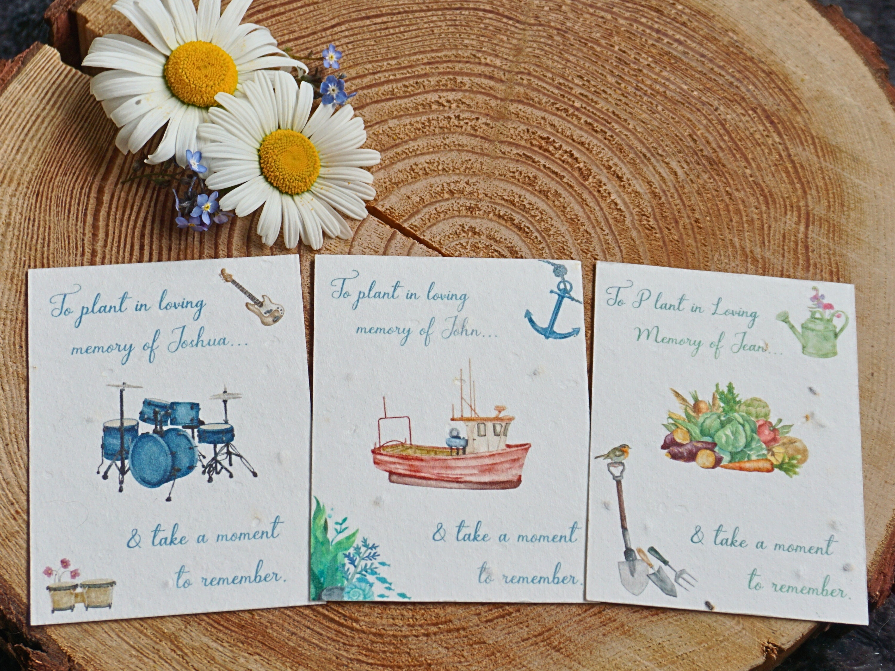 Fully Personalised Plant in Memory Wildflower Seed Cards Funeral Seed ...