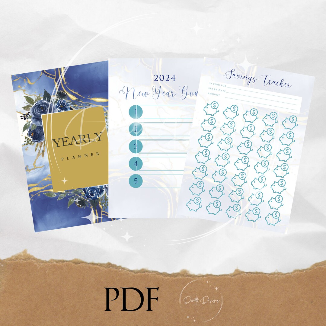 Yearly Planner, Year at a Glance, Calendar Template PDF, A5, Printable ...