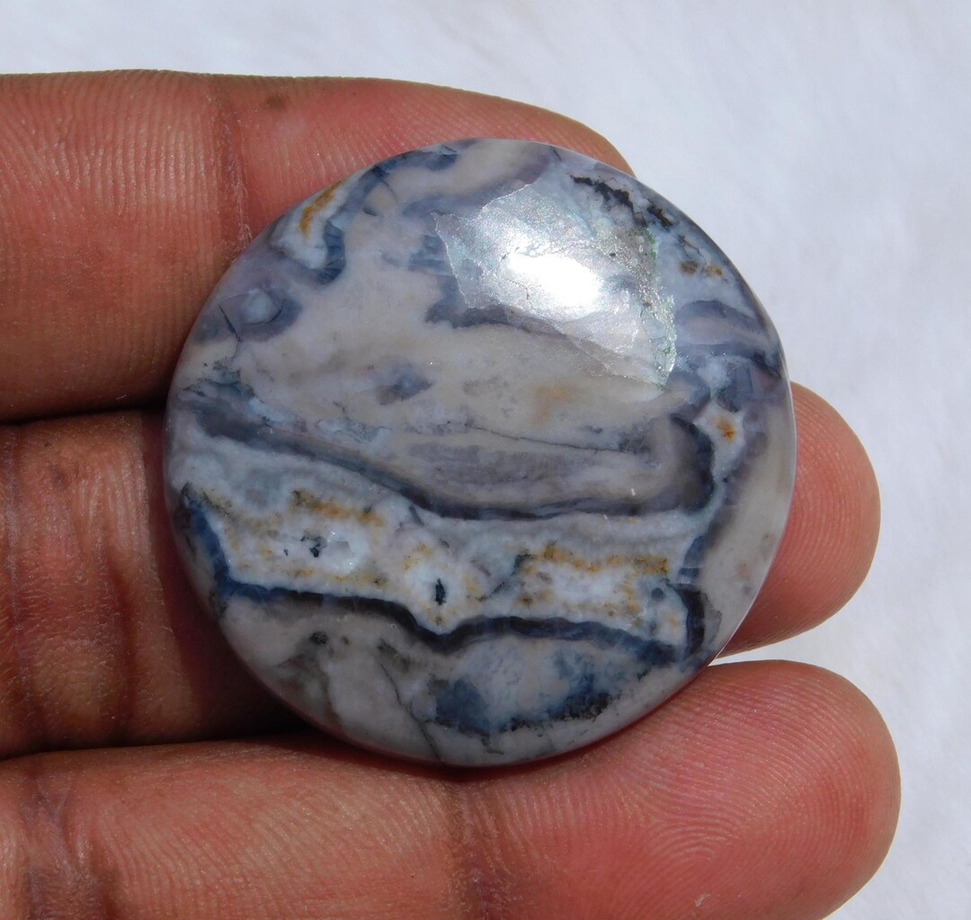 Wave Jasper Cabochon: Grey & White Cushion Stone, 75 CT (32X32X7 MM ...