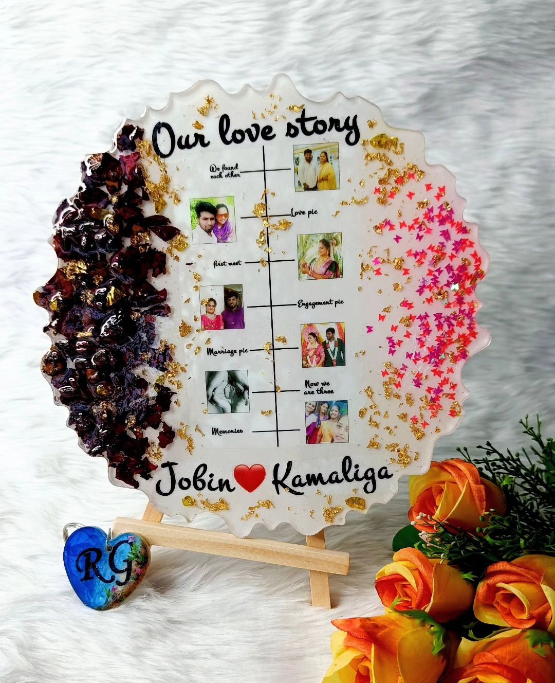 Personalized Resin Art Couple Photo Collage With Love Story Handmade ...
