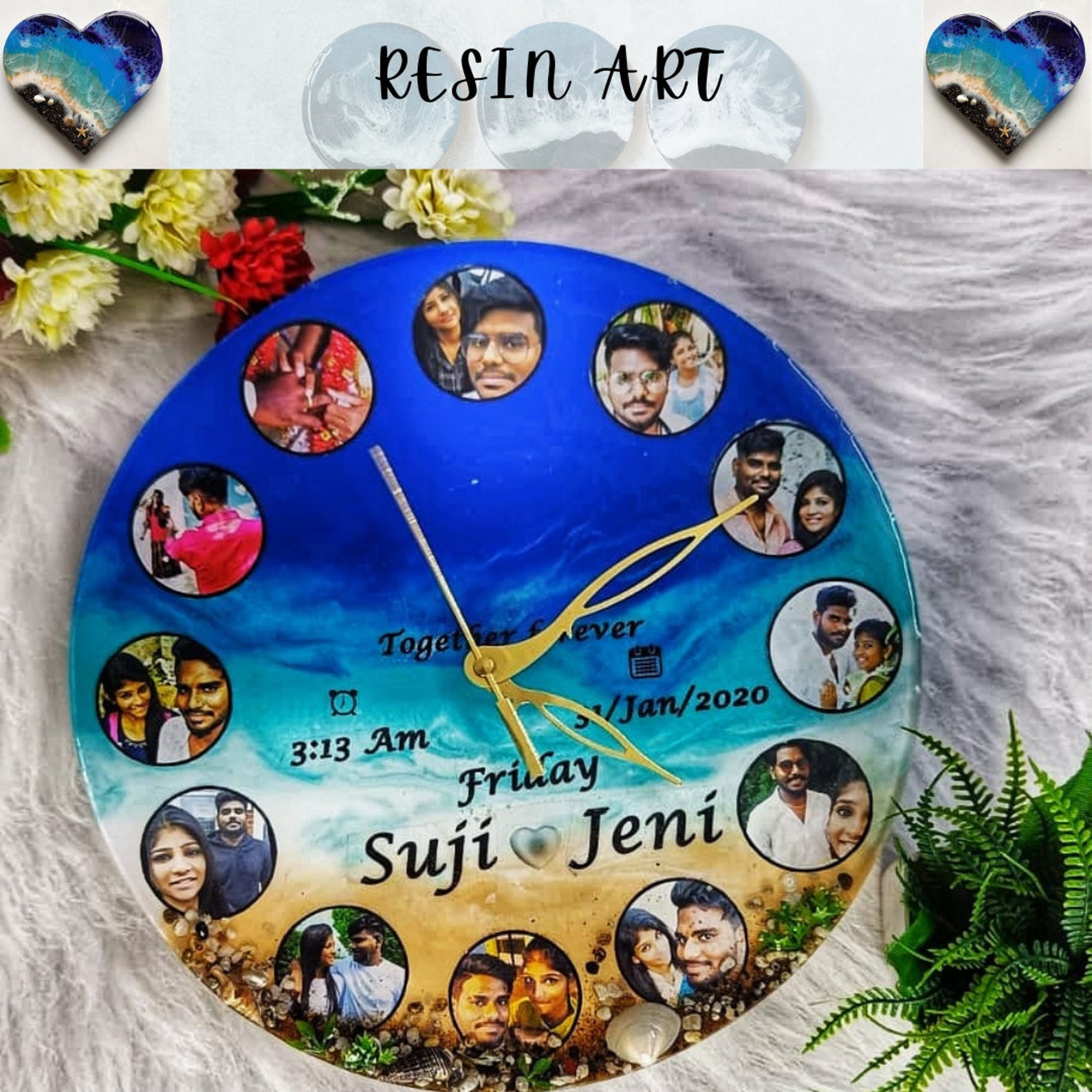 Baby's First Year Photo Clock Customizable Resin Wall Clock Monthly ...