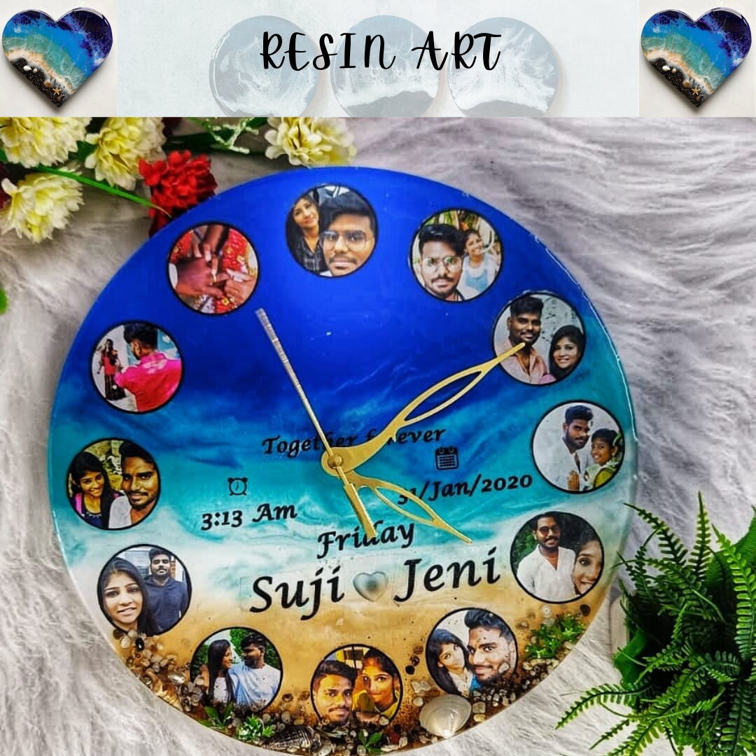 Baby's First Year Photo Clock Customizable Resin Wall Clock Monthly ...