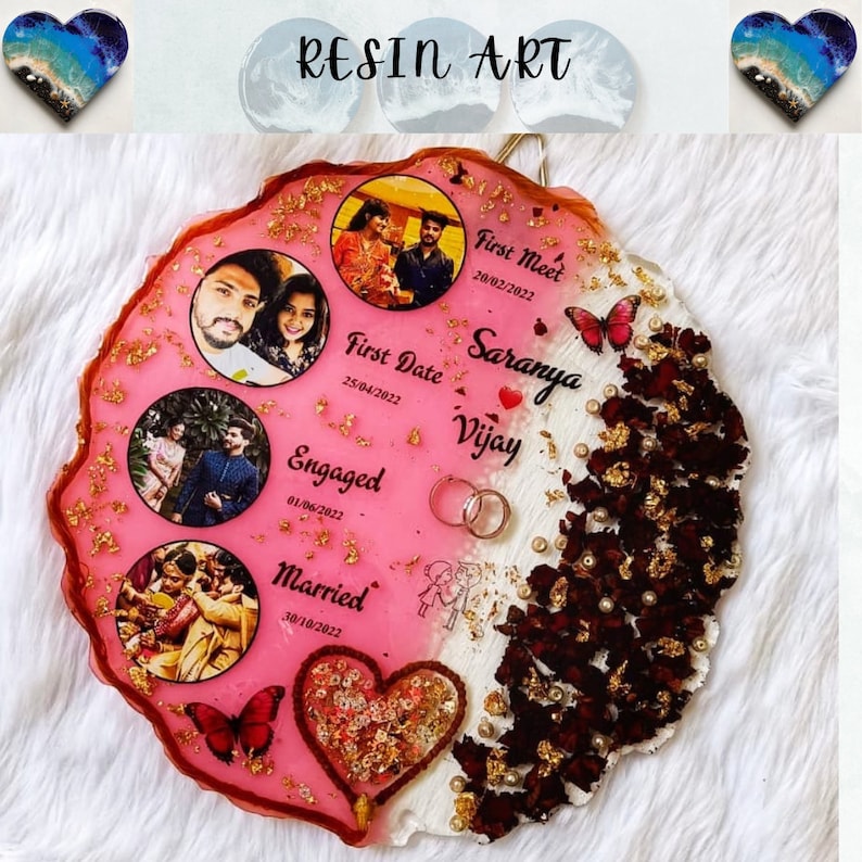 Personalized Resin Art Couple Photo Collage With Love Story Handmade ...