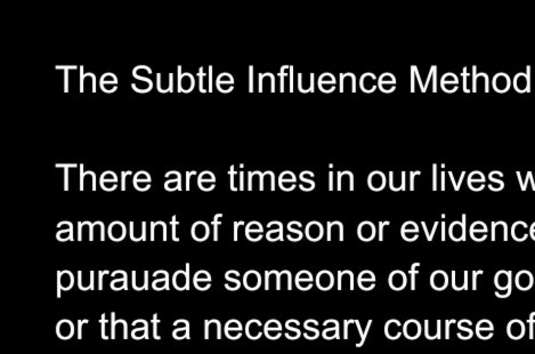 The Subtle Influence Method. - Etsy