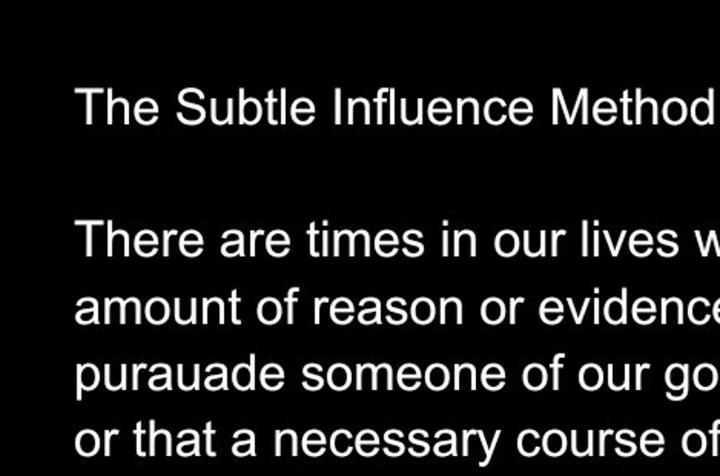 The Subtle Influence Method. - Etsy