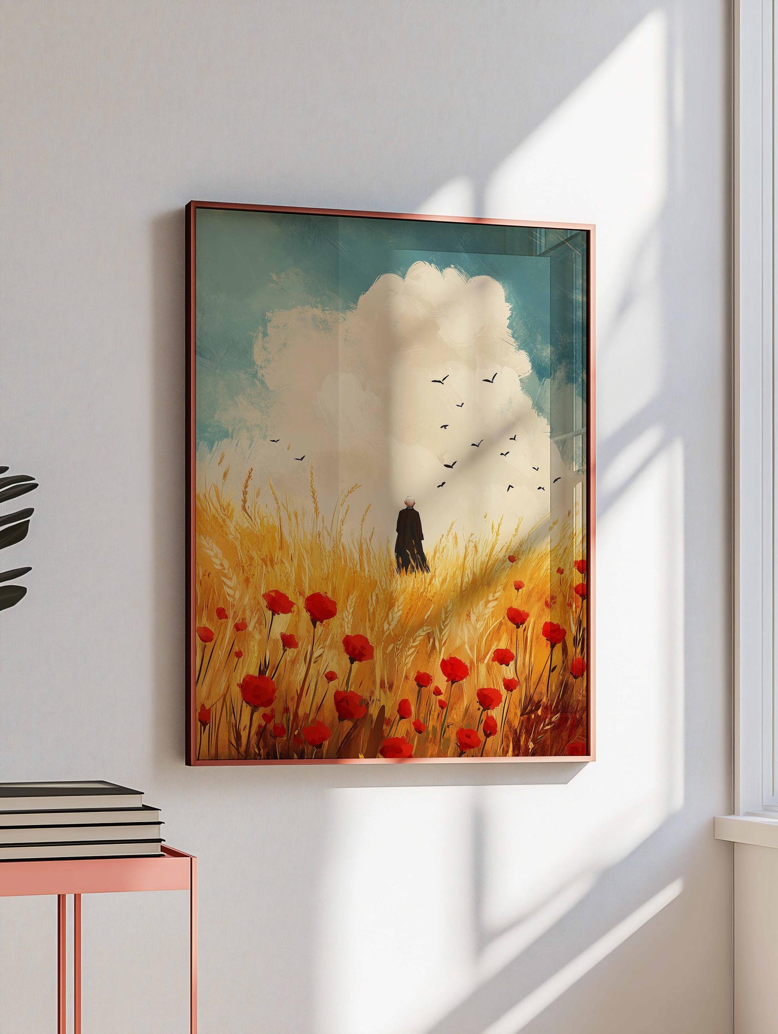 Poppy Fields Wall Art Cottagecore Nostalgia Print Golden Wheat Field ...