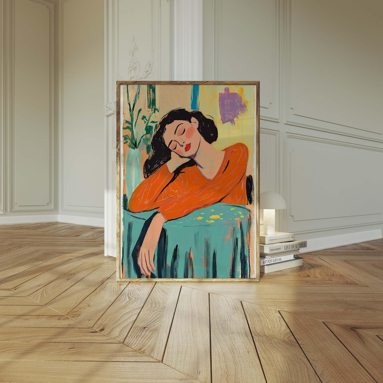 Retro Aesthetic Wall Art Print Bold 70s-inspired Sleeping Girl Poster ...