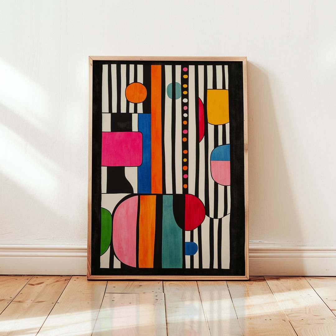 Colorful Modern Art Dopamine Decor Wall Art Eclectic Wall Art Colorful ...