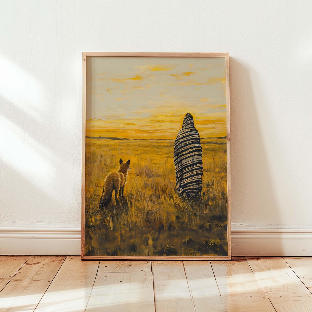 Woman and Fox Art Print | Bold Color Figurative Wall Art | Modern ...