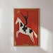 Abstract Horse Rider Print: Bold Red Equestrian Wall Art, Modern Rustic ...