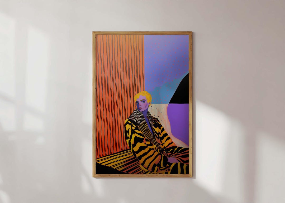 Bold Pop Art Portrait Print – Maximalist Fashion Wall Art, Trendy ...