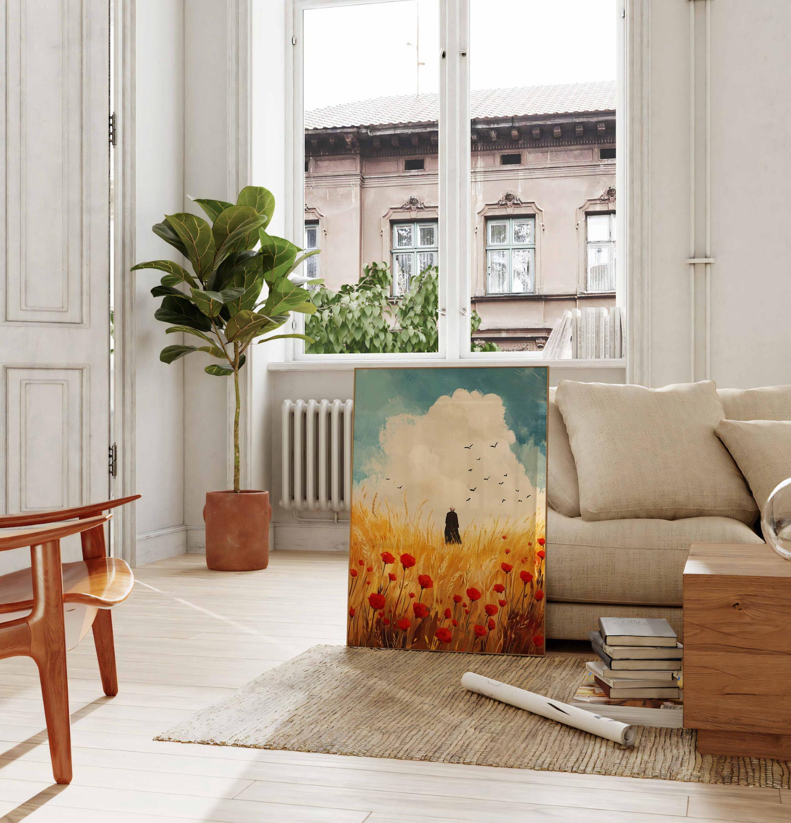 Poppy Fields Wall Art Cottagecore Nostalgia Print Golden Wheat Field ...