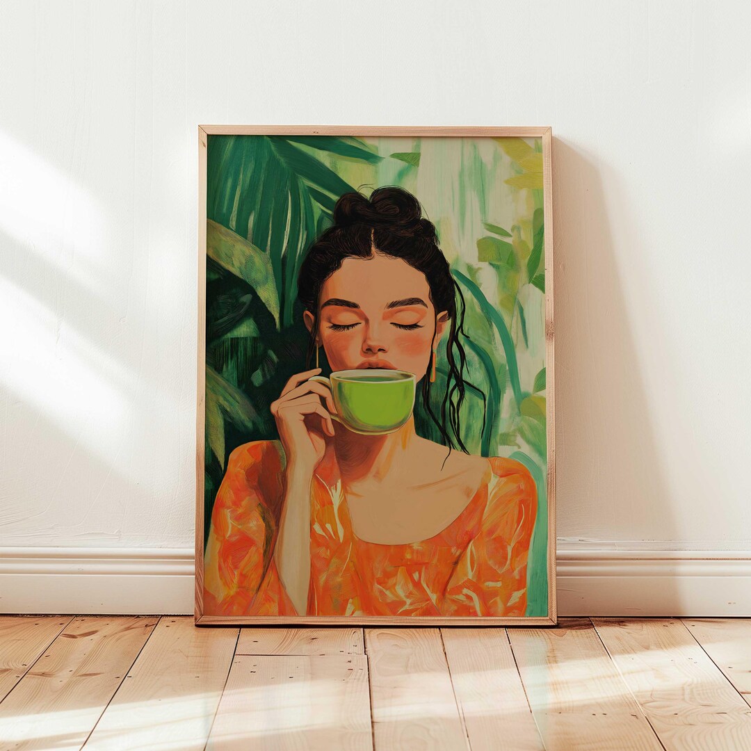 Matcha Art Print | Zen Matcha Tea Wall Art | Tropical Boho Woman ...