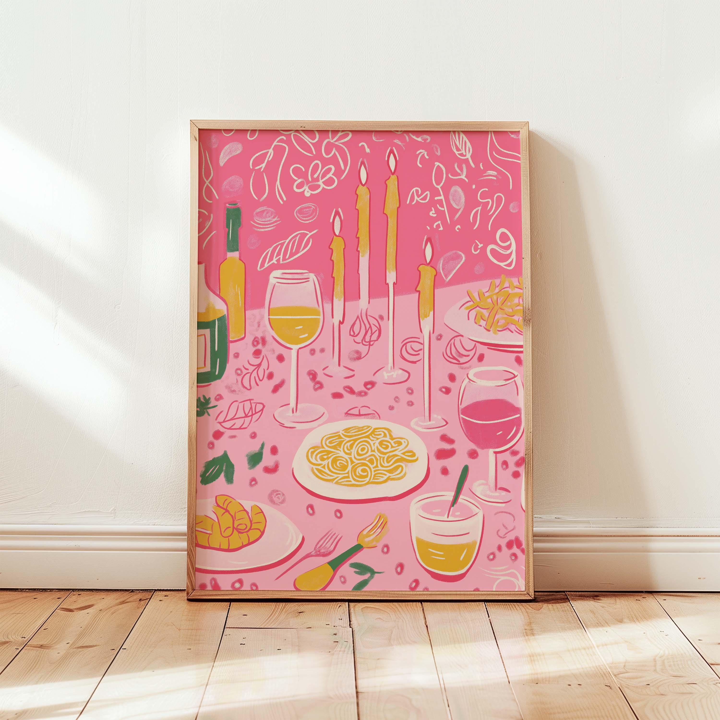 Vibrant Dining Table Art Print | Maximalist Food and Drink Decor ...