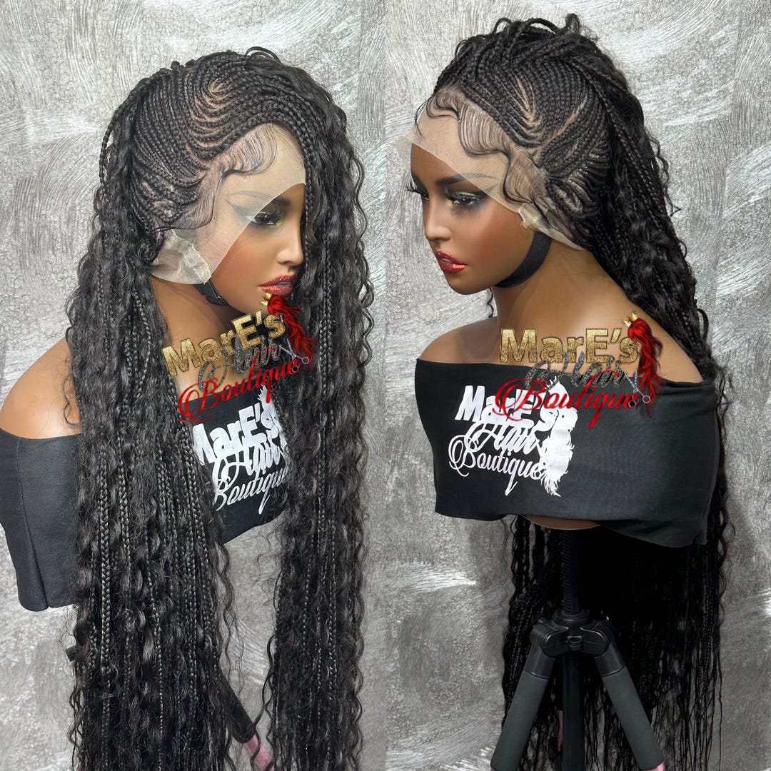 Human Hair Mohawk Braid,braided Wigs,bohemian Knotless, Human Hair ...
