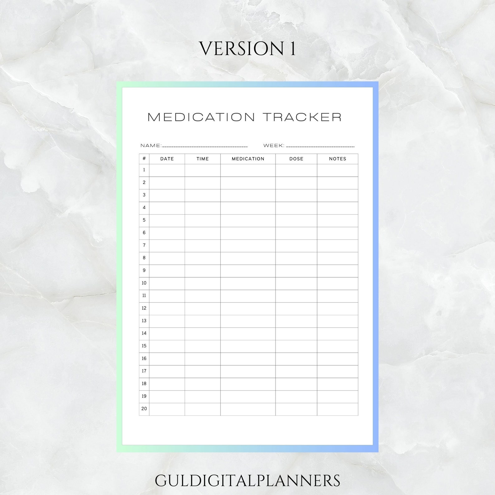 Medication Tracker Printable, Medication Intake Reminder, Medication ...