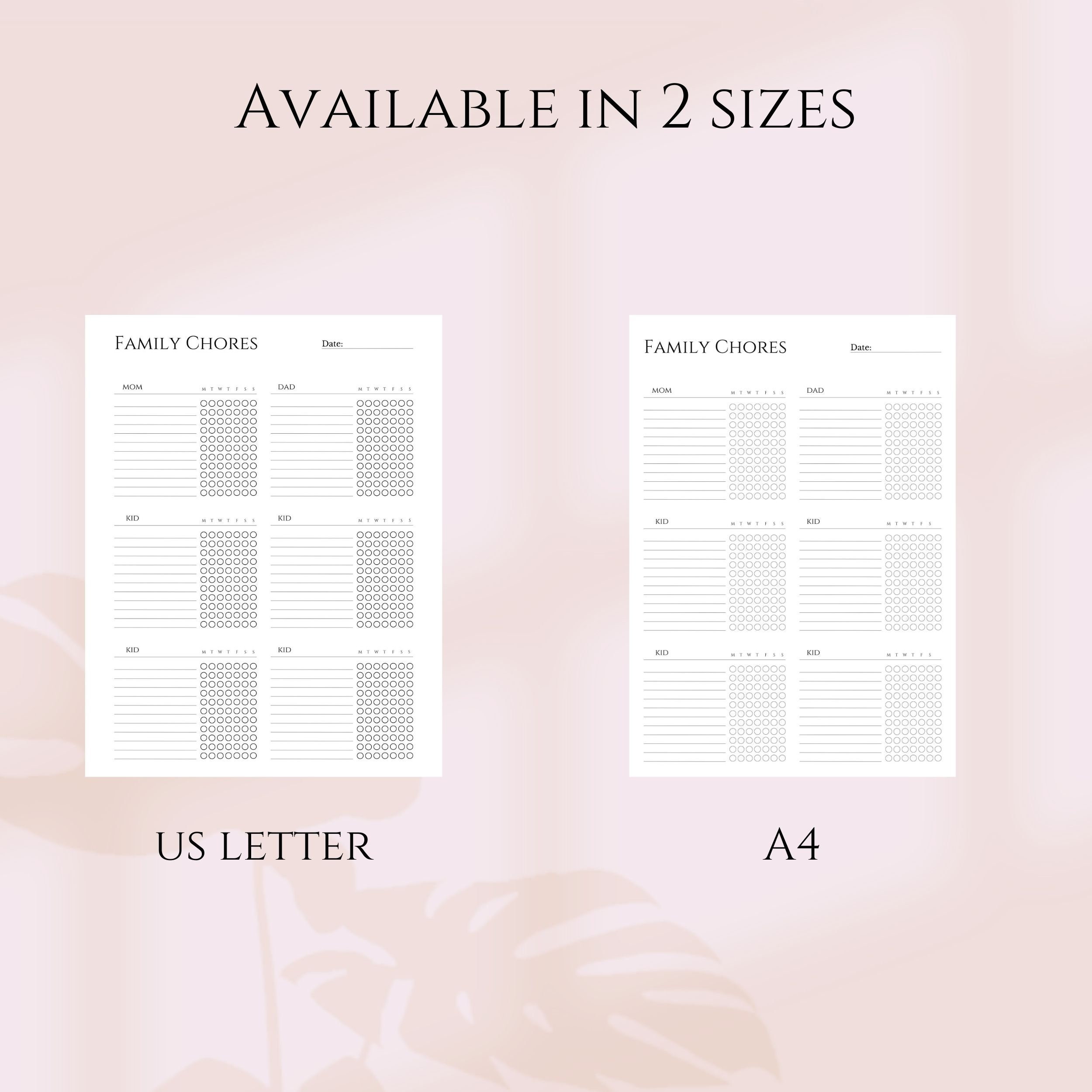 Weekly Family Chores Printable House Responsibilities Family - Etsy