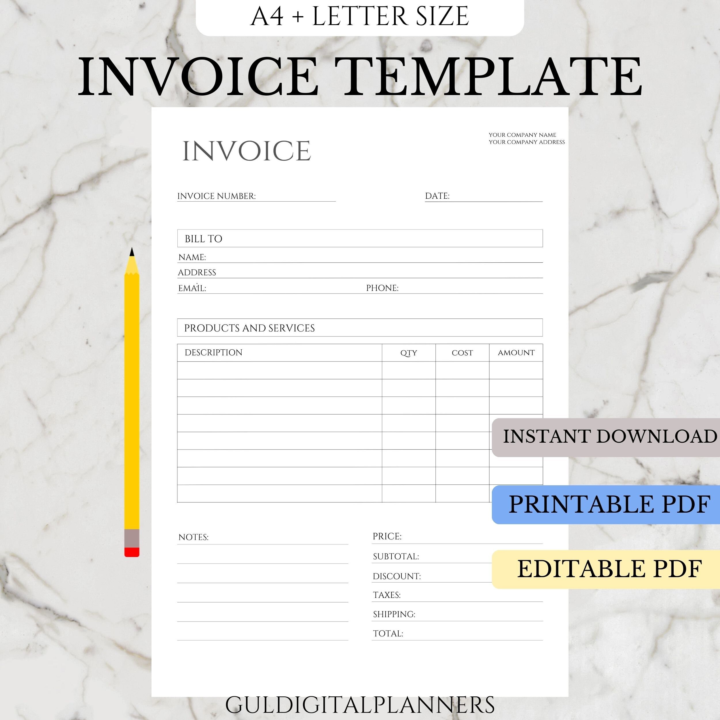 Invoice Template, Business Invoice, Invoice Word, Editable Invoice ...