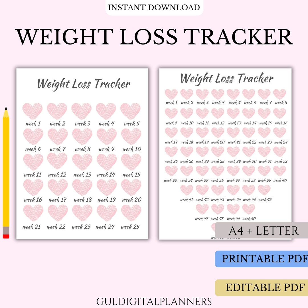 Weekly Weight Tracker Printable Weekly Weight Loss Challenge - Etsy Australia