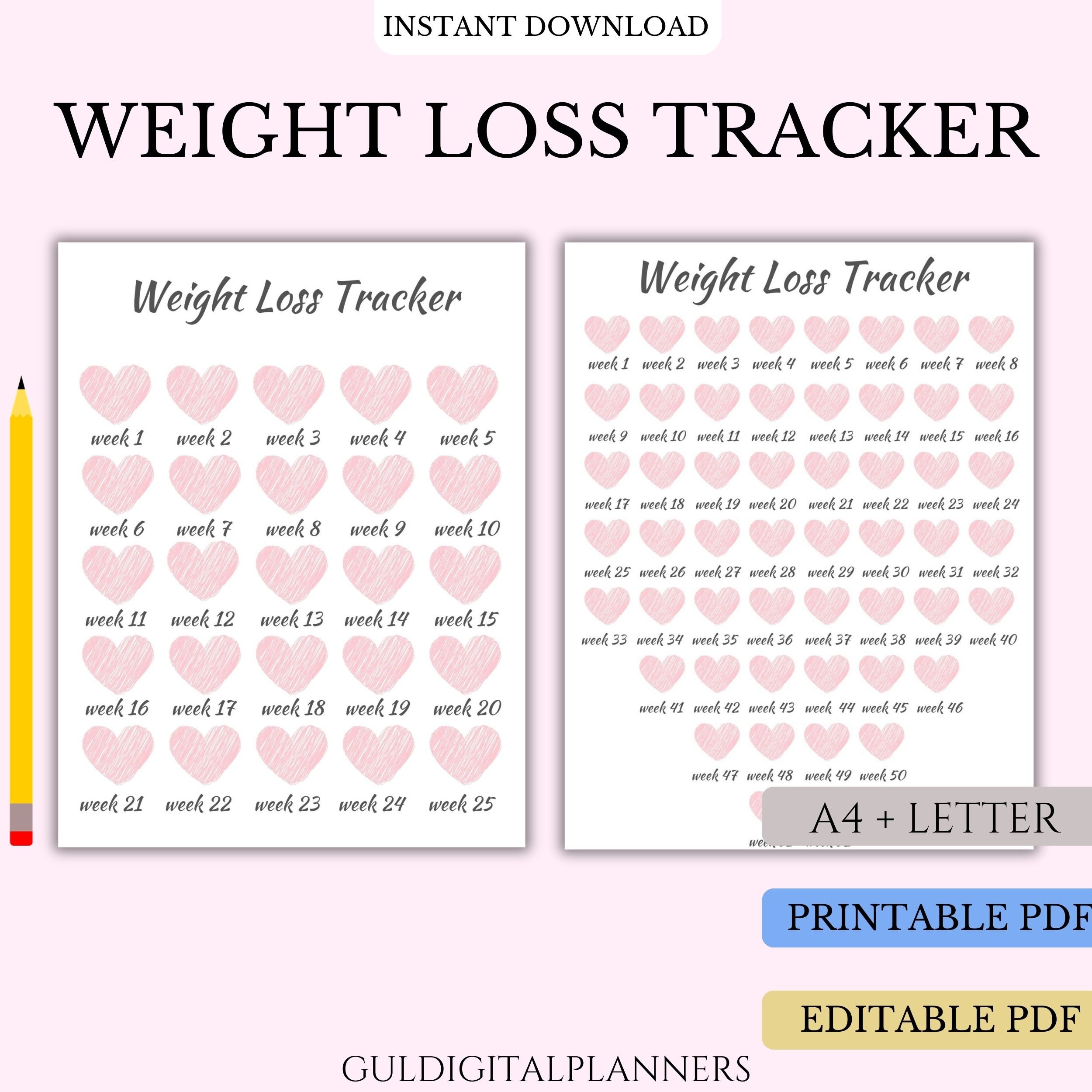 Weekly Weight Tracker Printable Weekly Weight Loss Challenge - Etsy ...