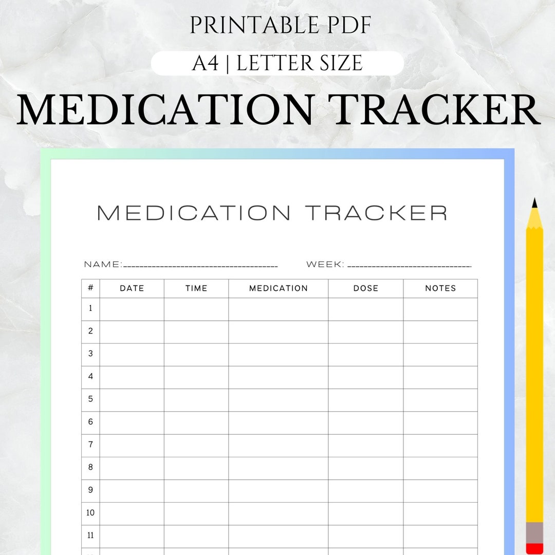 Medication Tracker Printable, Medication Intake Reminder, Medication ...
