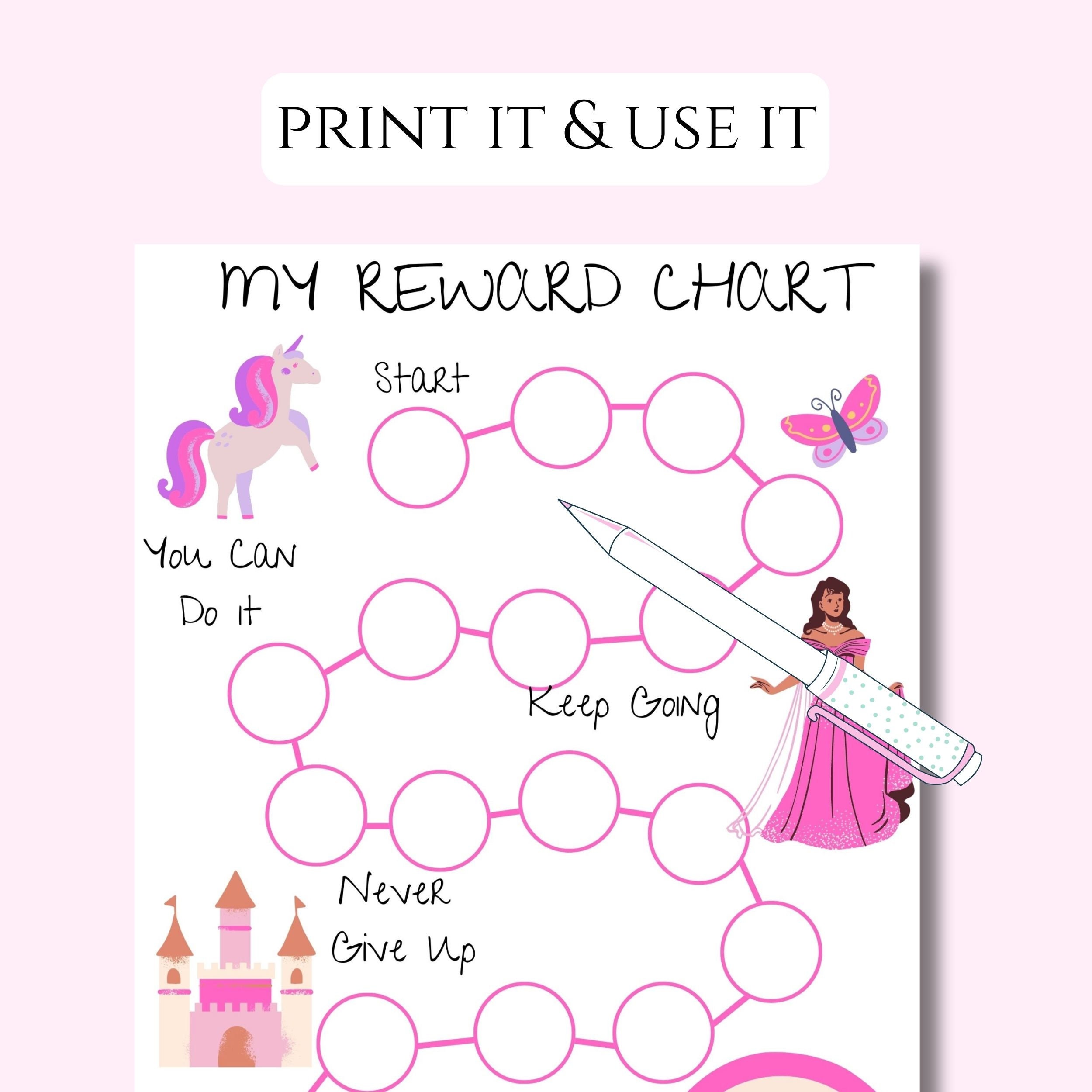 Princess Reward Chart for Kids, Behaviour Chart Printable, Chore Chart ...