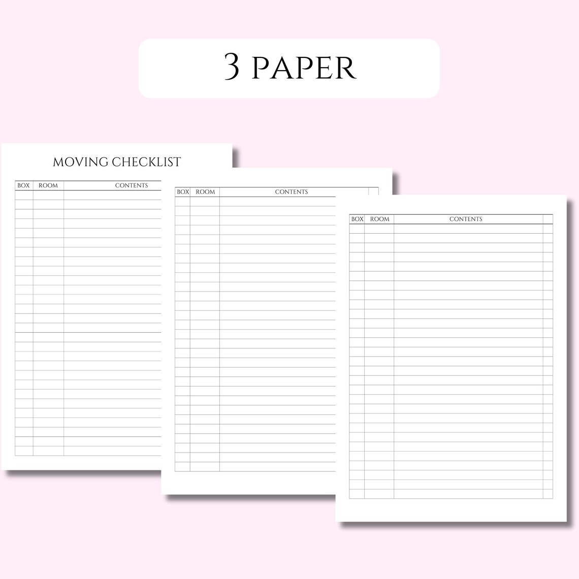 Printable Moving Inventory, Minimalist Printable Moving Planner, Moving ...